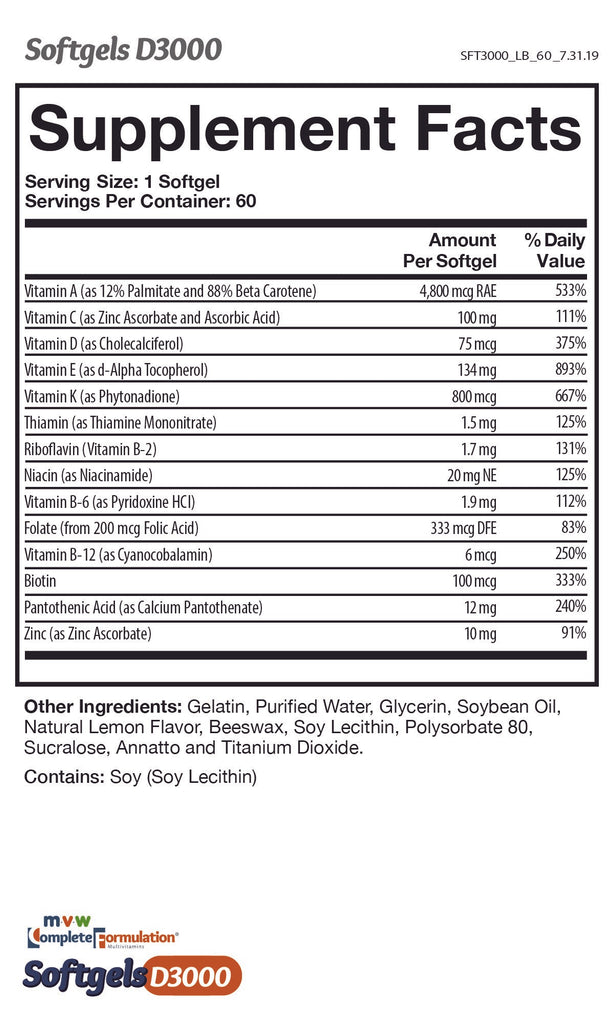 MVW Complete Formulation D3000 Softgels – VIVUS Health Store